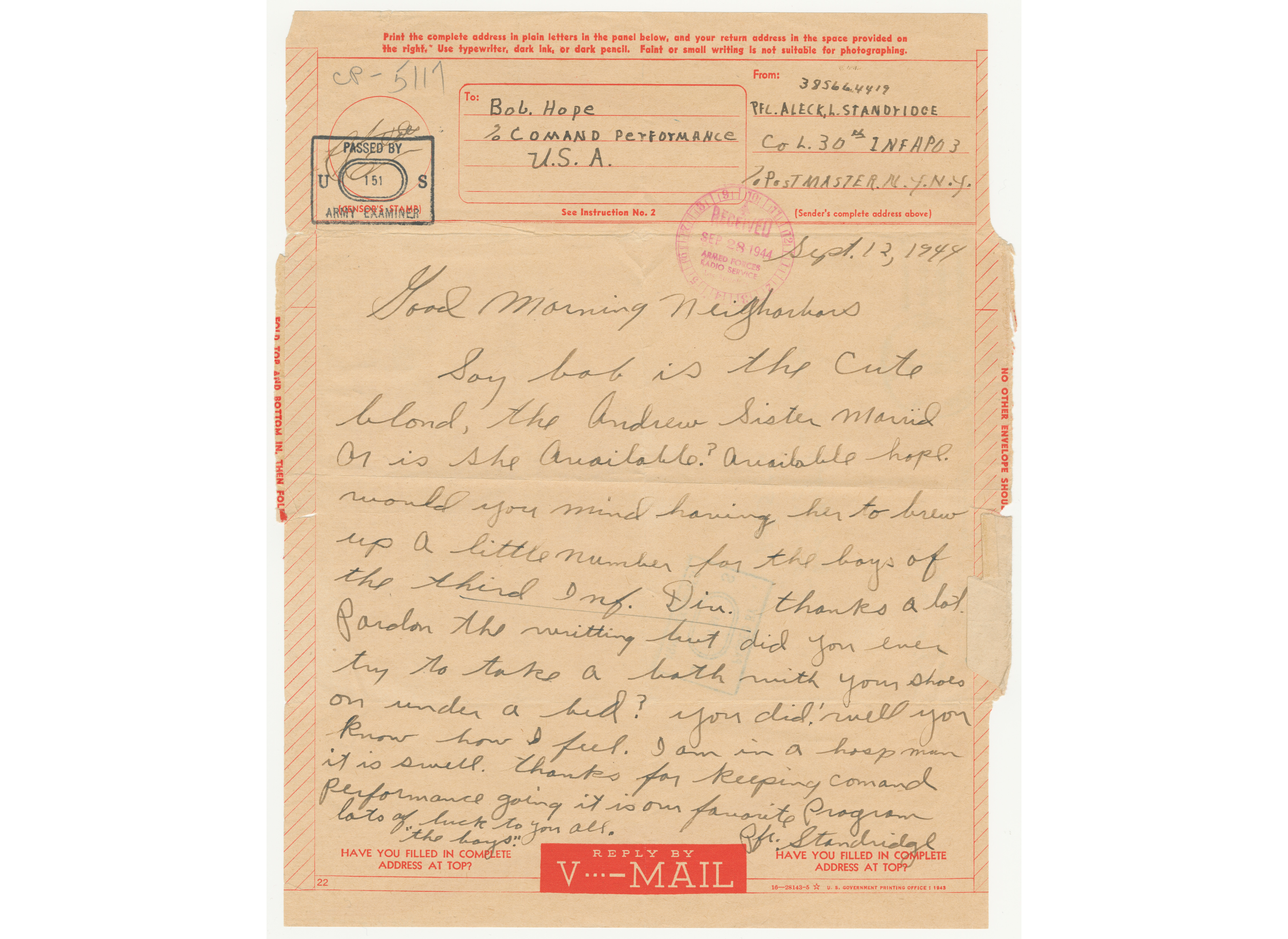 Mail Call: Bob Hope and “Command Performance” | The National WWII ...