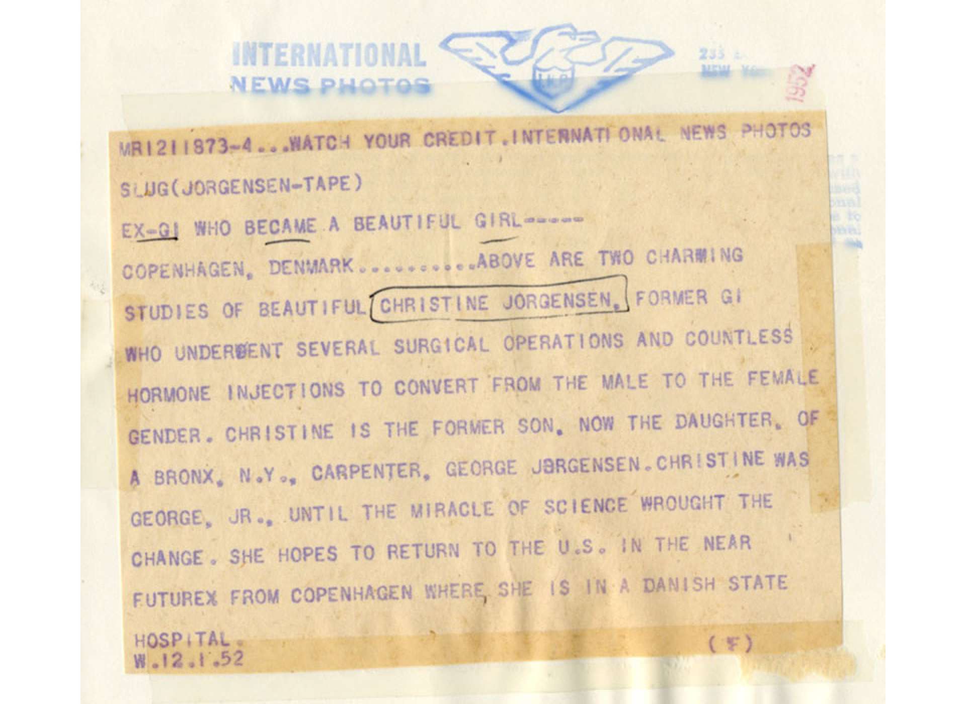 From GI Joe to GI Jane: Christine Jorgensen’s Story | The National WWII ...